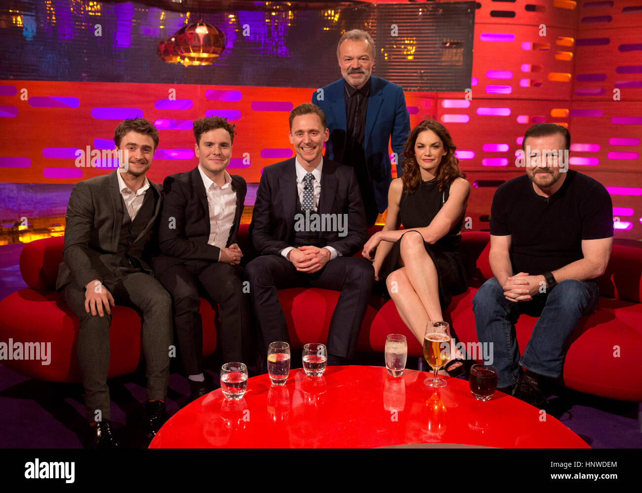 Host Graham Norton (back row) with (left to right) Daniel Radcliffe ...