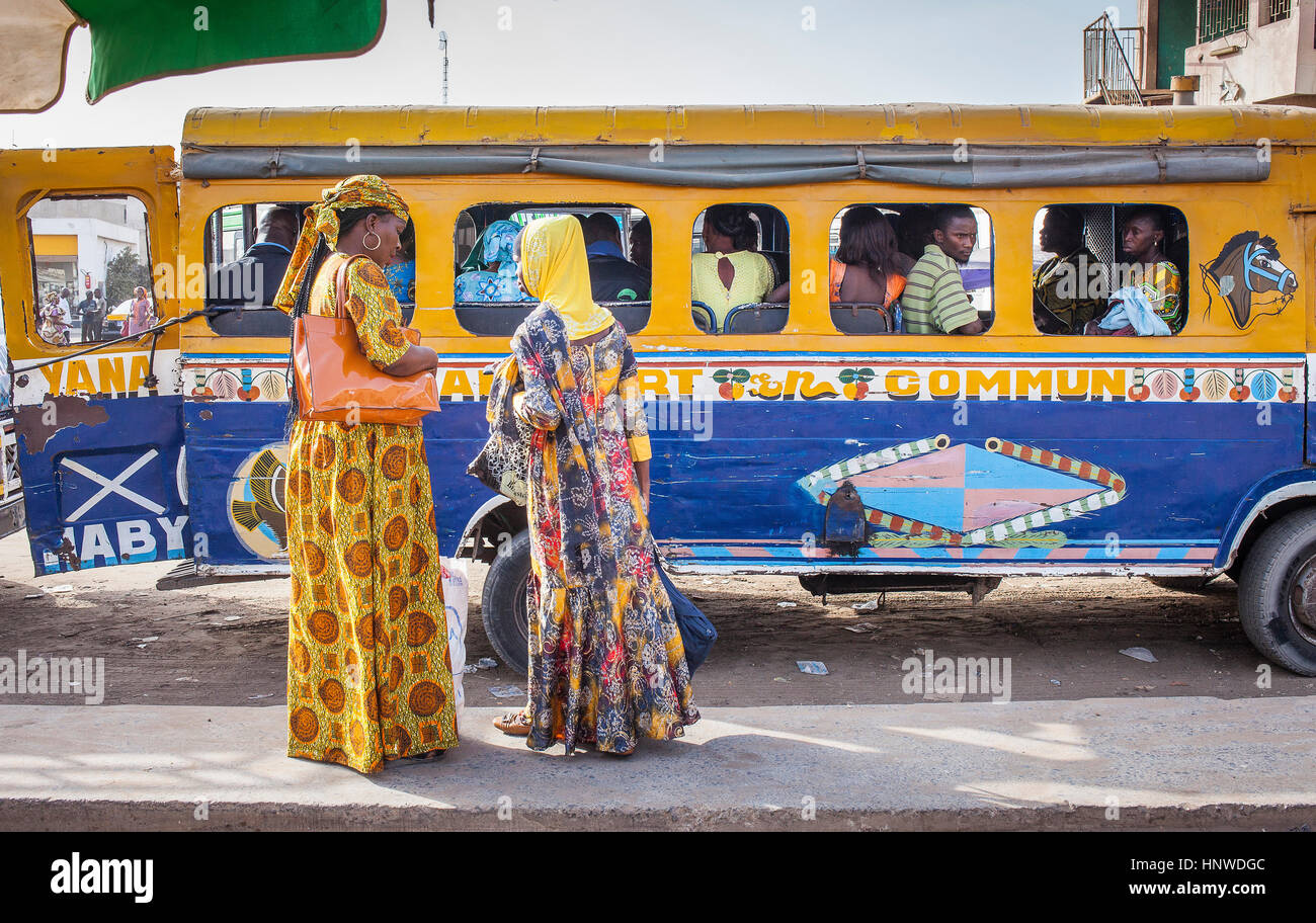 Traditional public transport bus, Dakar, Senegal Stock Photo - Alamy