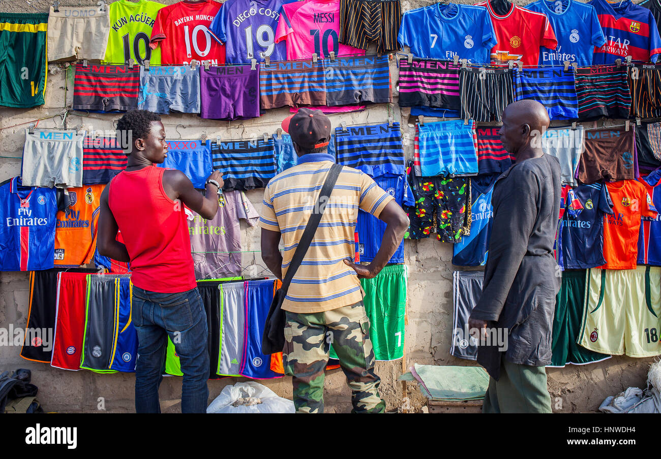 Sport clothes shop, Sandaga market, Dakar, Senegal, West Africa, Africa ...