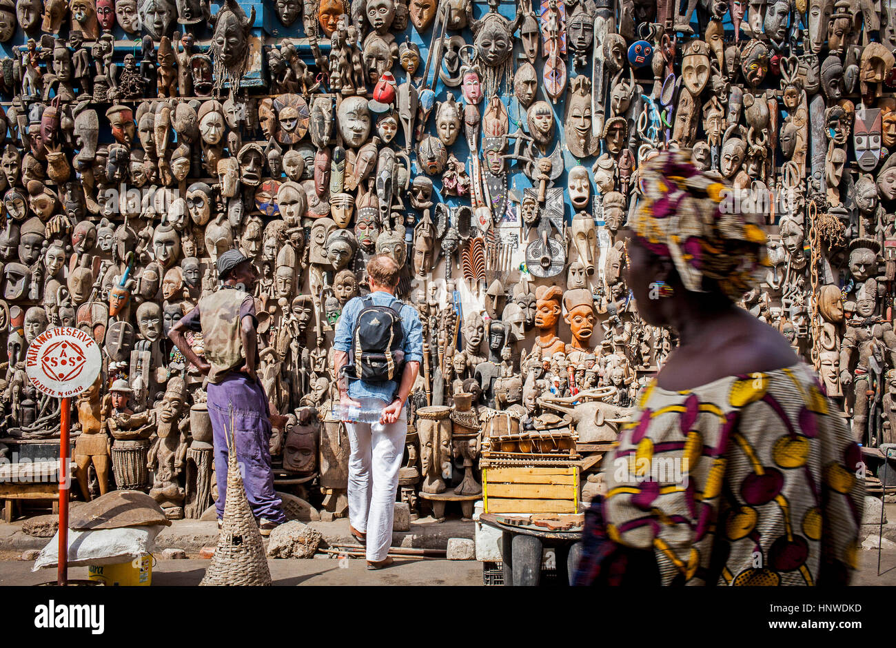 Masks, Traditional craft market of Soumbedioune, Dakar, Senegal, West ...