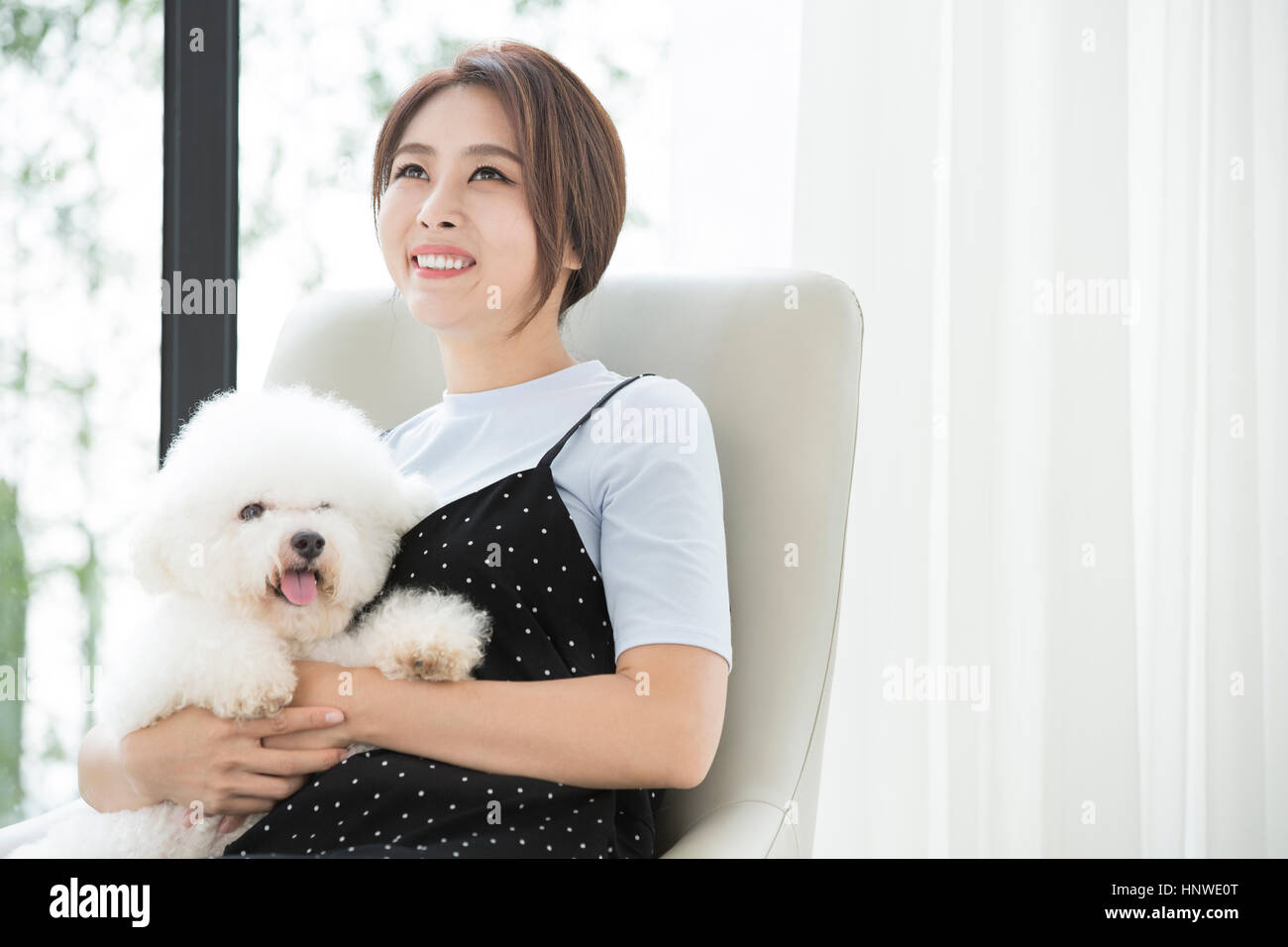 Woman lifting dog one person hi-res stock photography and images - Alamy