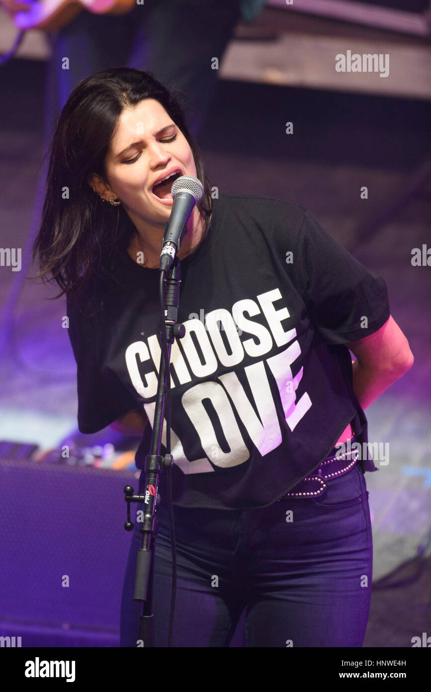 Pixie Geldof performing with Bands 4 Refugees during the VO5 NME Awards ...