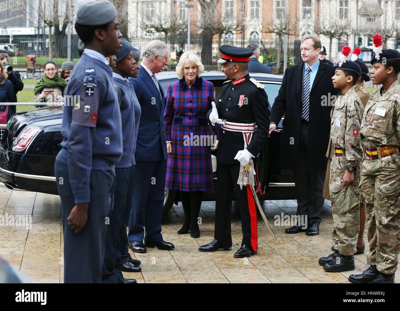 The Prince of Wales and the Duchess of Cornwall are greeted by the Lord ...