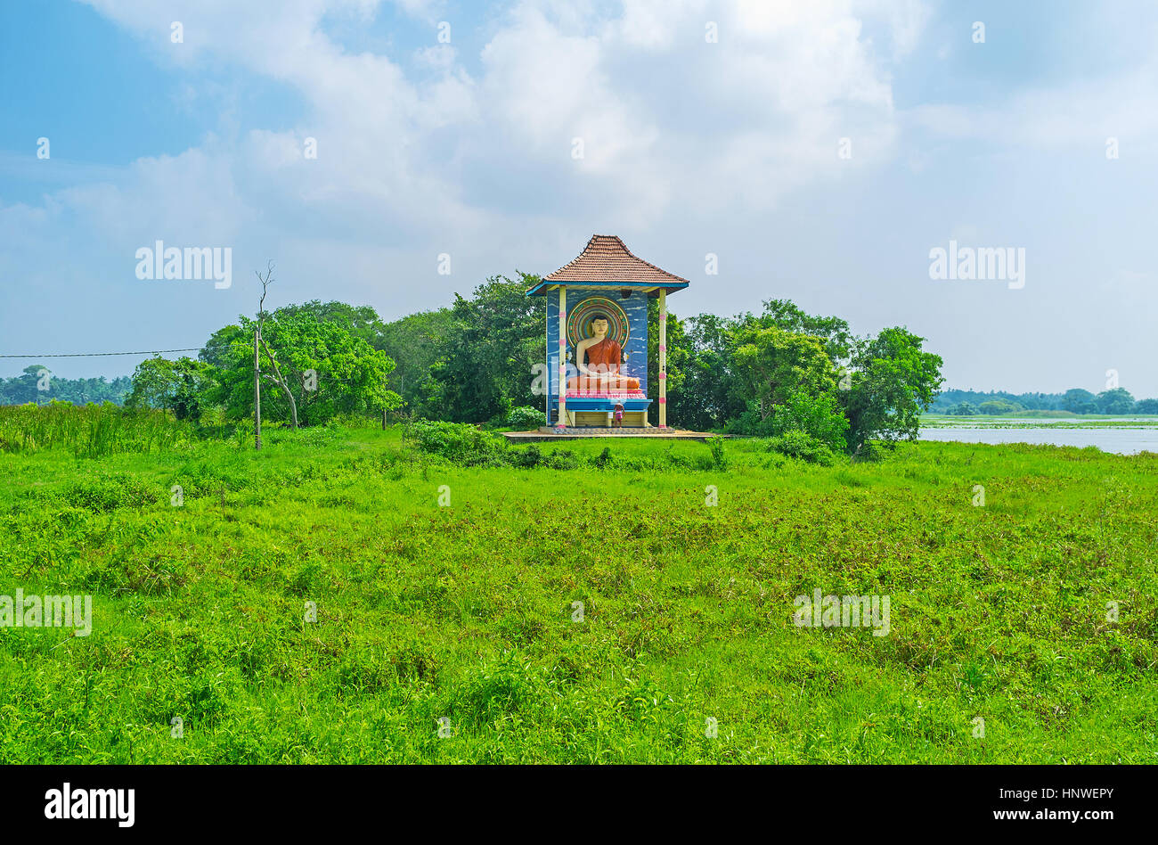 The Buddhist Shrine with the giant statue of Meditating Lord Buddha at ...