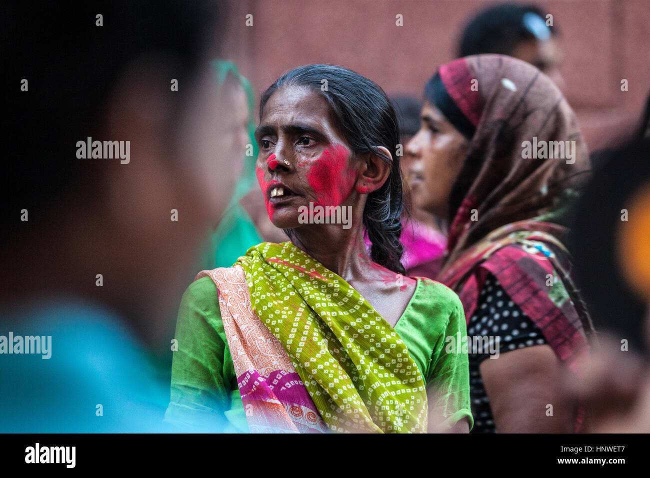 Agra, India - 03 October, 2014: Portrait of Indian woman in the crowd ...