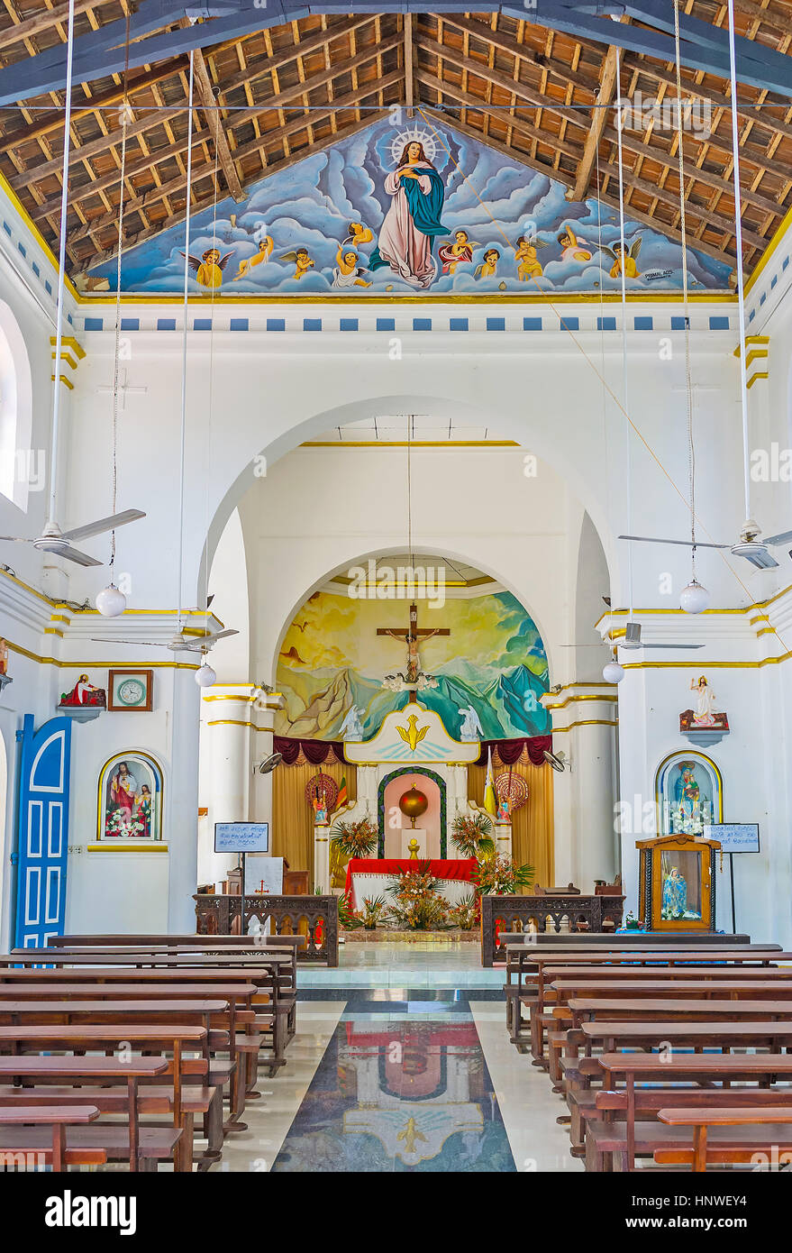 PUTTALAM, SRI LANKA - NOVEMBER 25, 2016: The prayer hall of St Mary ...