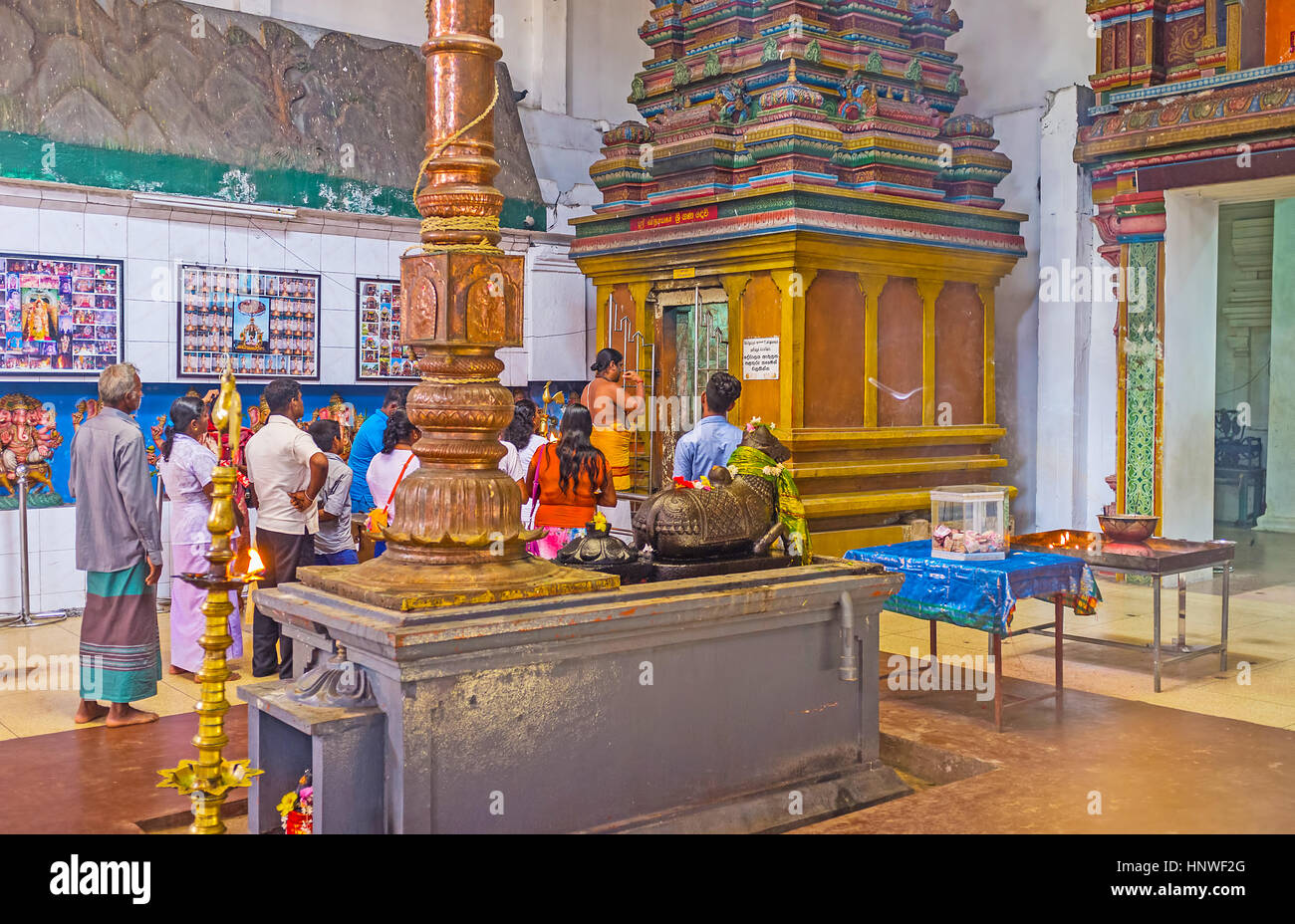 MUNNESWARAM, SRI LANKA - NOVEMBER 25, 2016: The worship at Shiva Temple ...