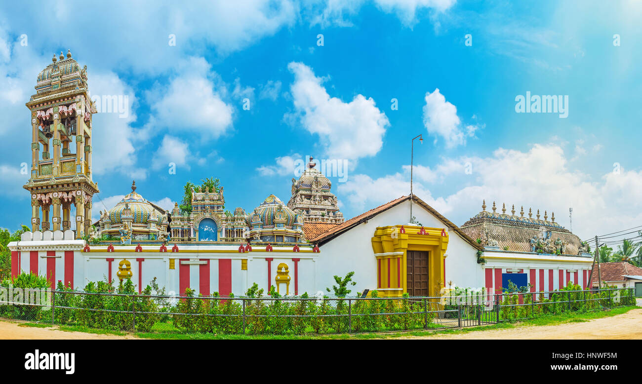 Panorama of Munneswaram temple complex, decorated with colorful ...