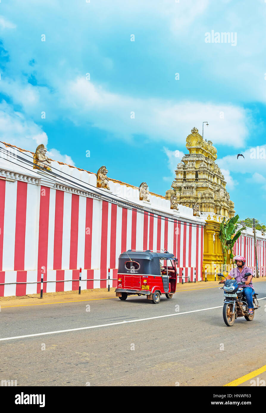 MUNNESWARAM, SRI LANKA - NOVEMBER 25, 2016: The colorful wall of the ...