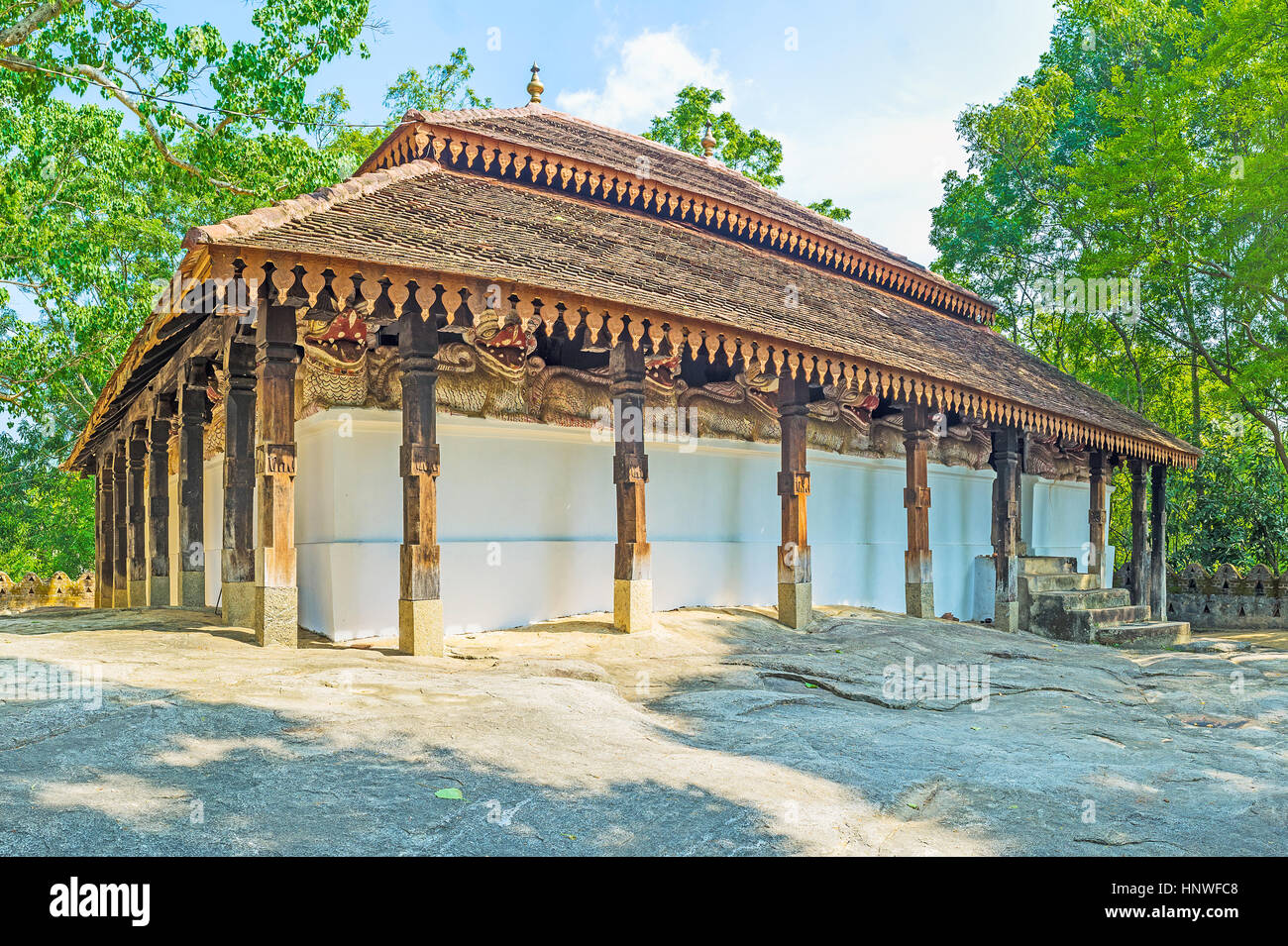 Padeniya Raja Maha Viharaya Temple, located on the top of the rock and ...