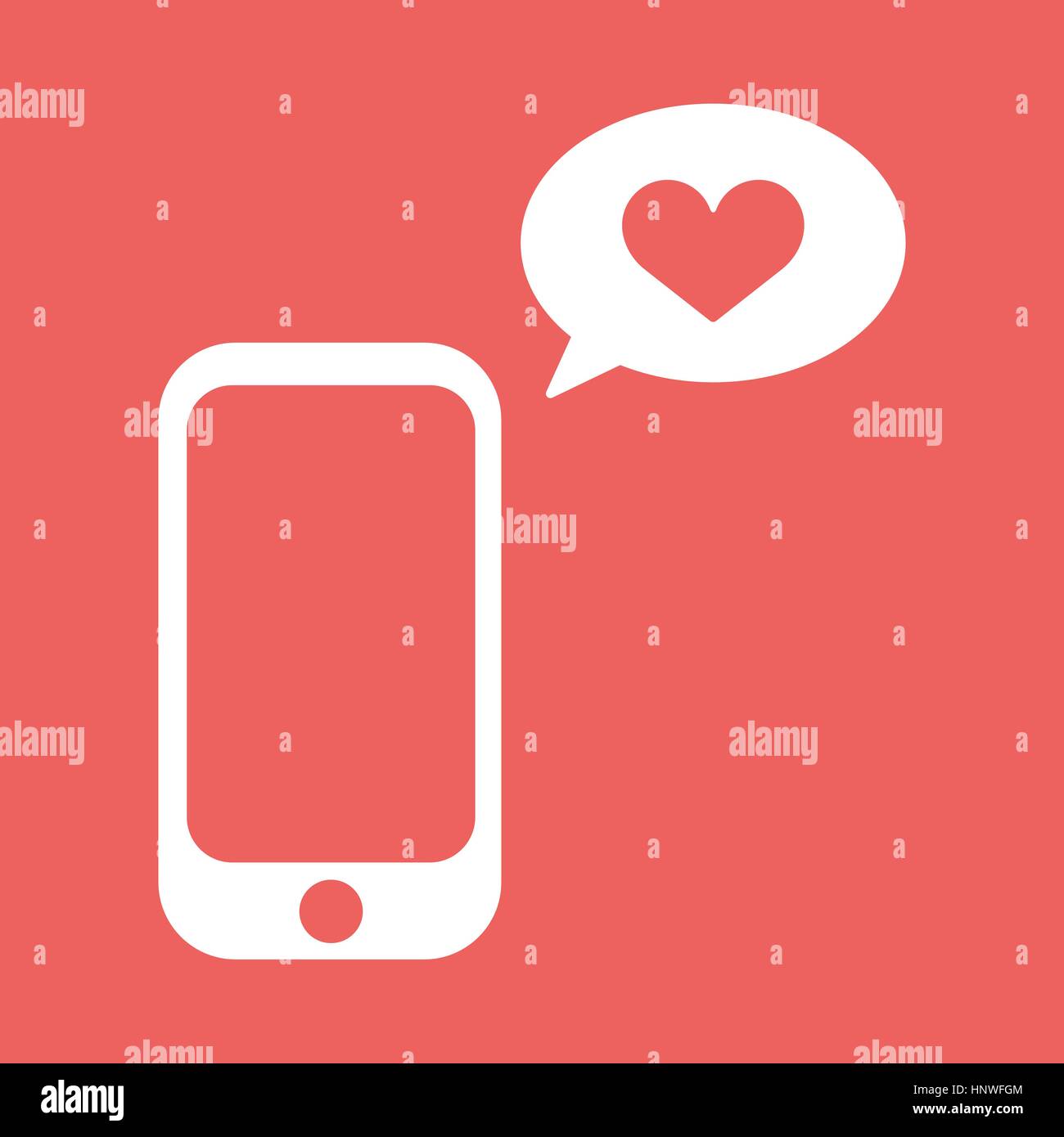 Cellphone with with talk bubble and heart shape. Flat vector ...
