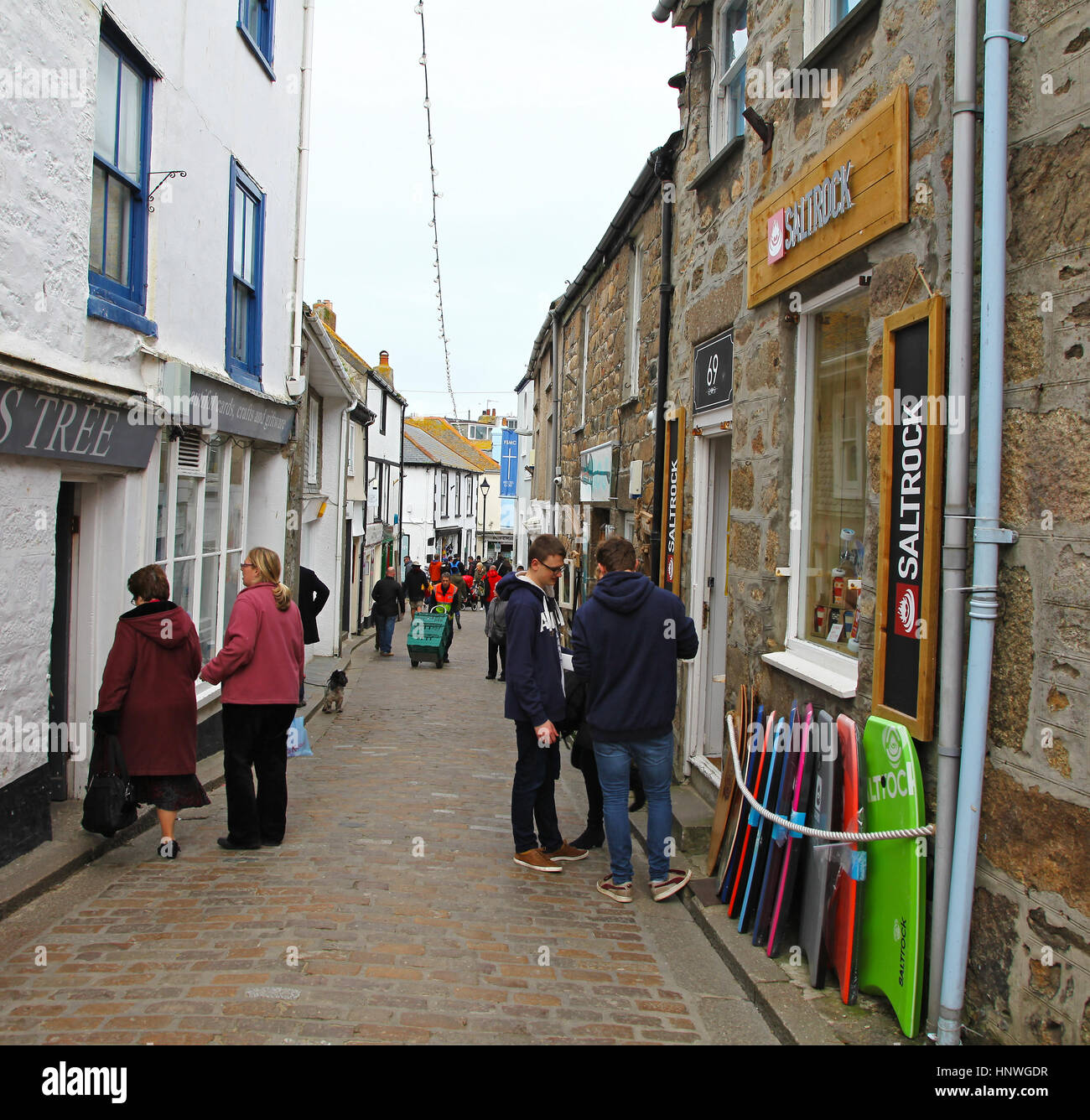 A view down Fore Street, St.Ives, Cornwall, England, UK Stock Photo - Alamy