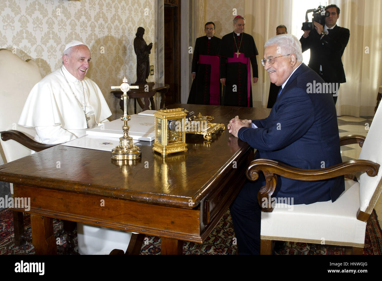 Pope Francis meets with Palestinian President, Mahmoud Abbas during a ...