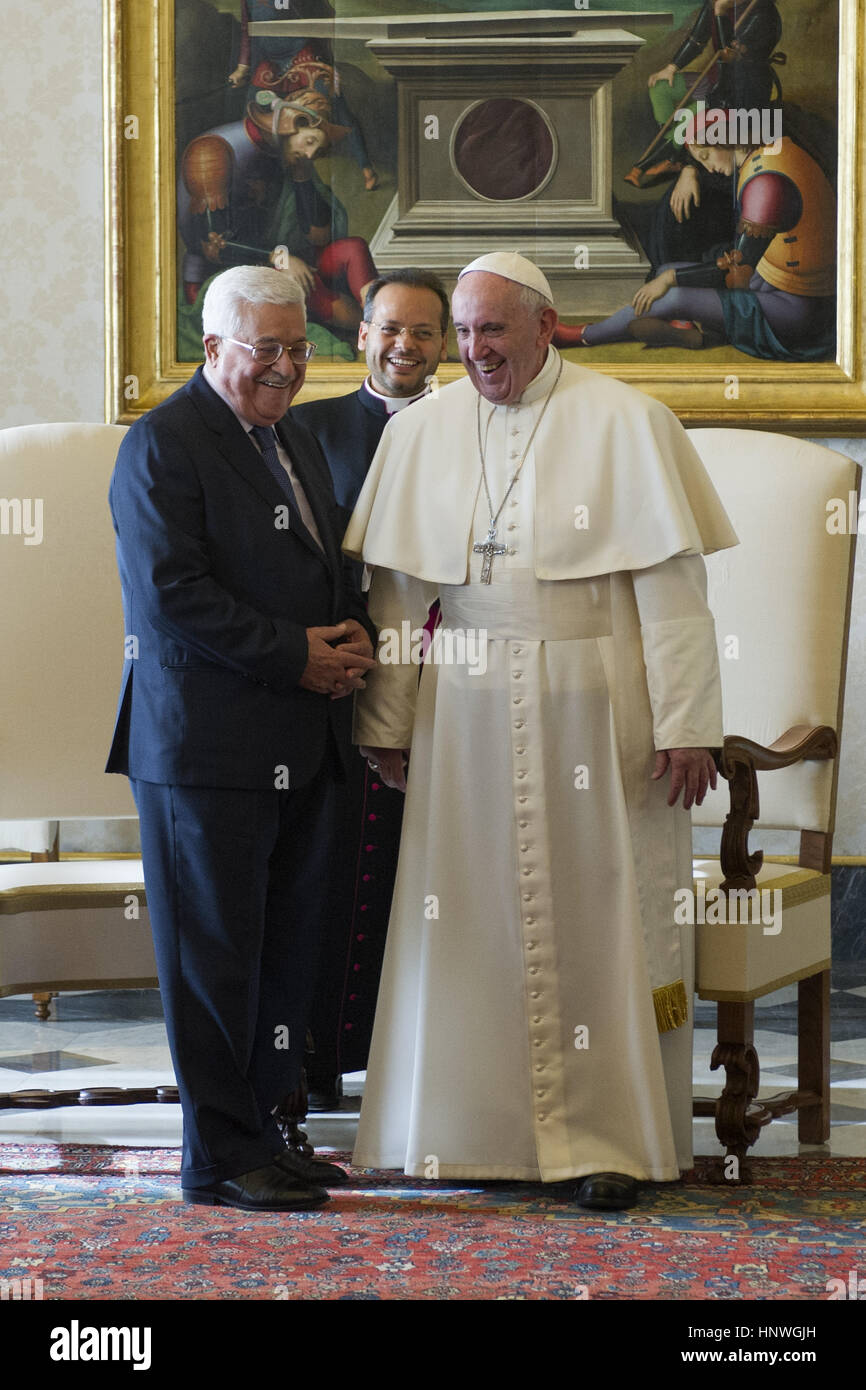 Pope Francis meets with Palestinian President, Mahmoud Abbas during a ...