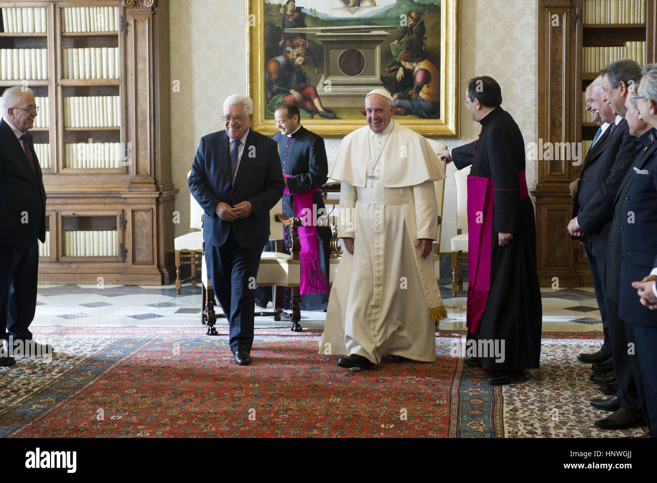 Pope Francis meets with Palestinian President, Mahmoud Abbas during a ...