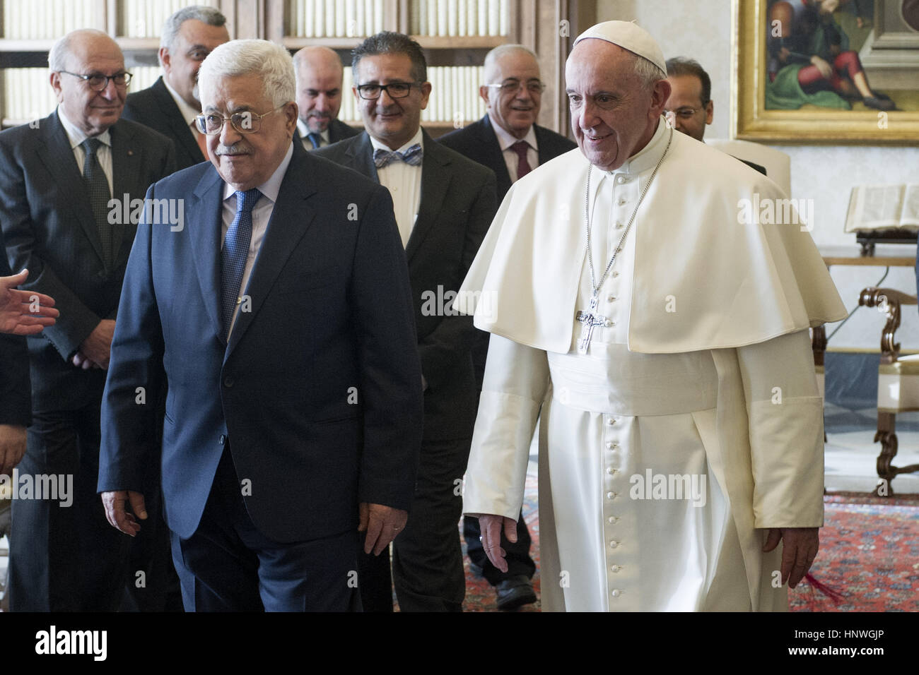 Pope Francis meets with Palestinian President, Mahmoud Abbas during a ...