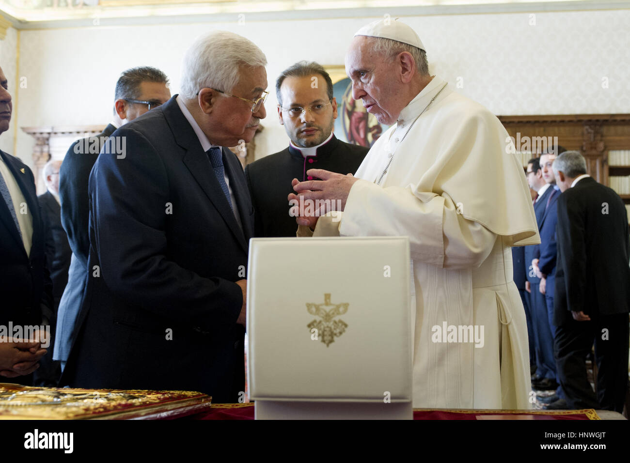 Pope Francis meets with Palestinian President, Mahmoud Abbas during a ...