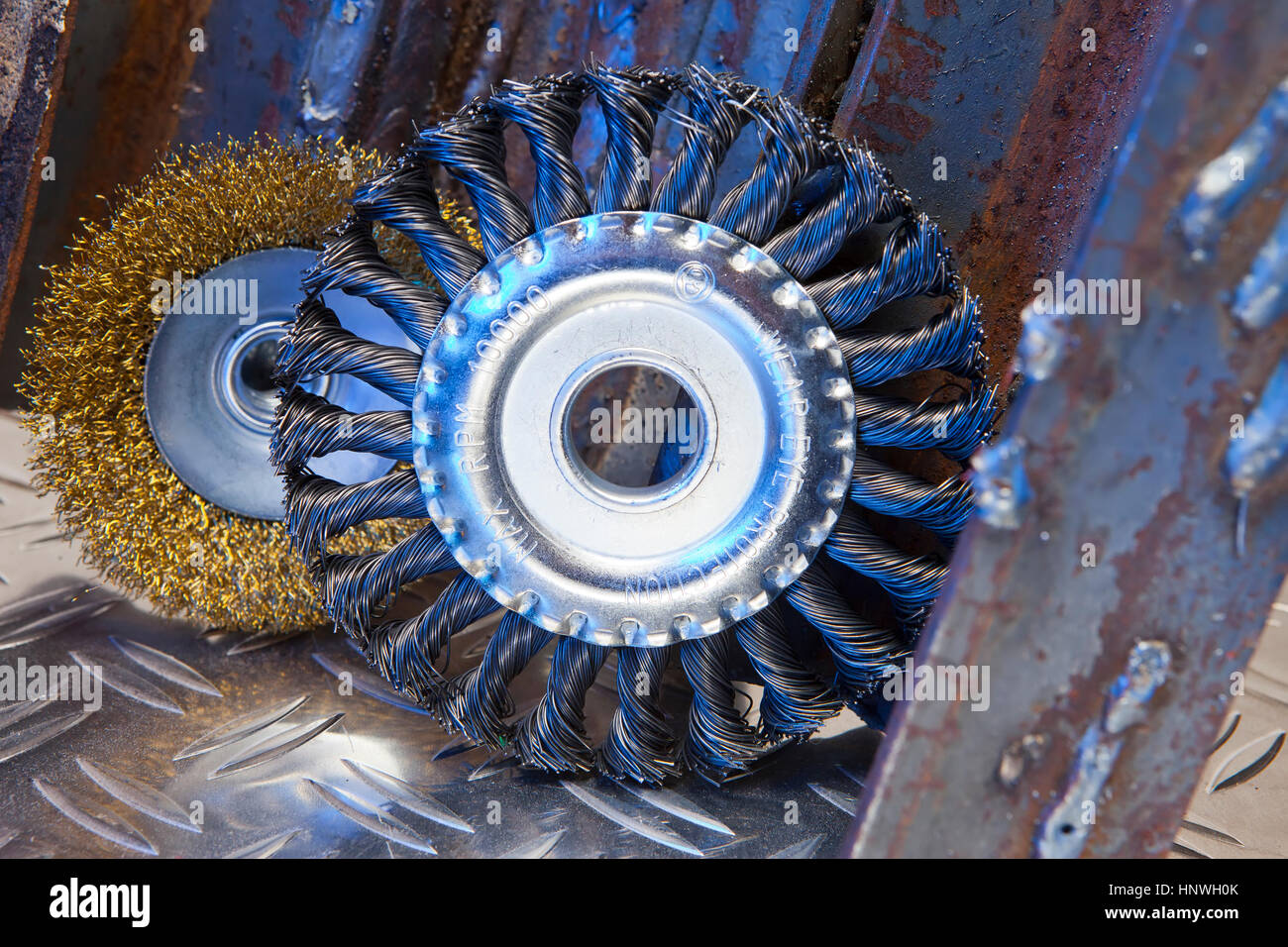 Wire brush for mechanical cleaning of metal Stock Photo - Alamy