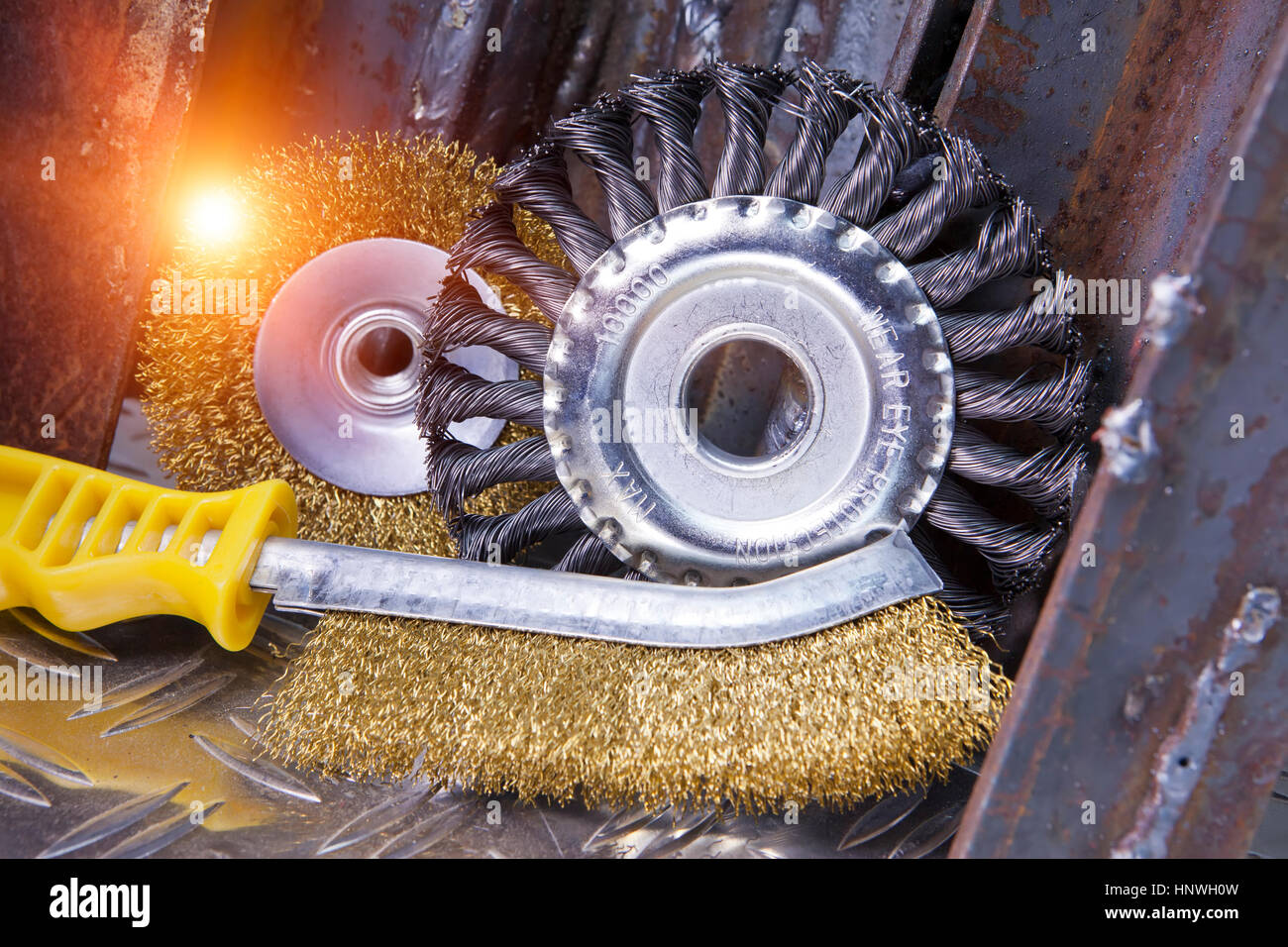 Wire brush for mechanical cleaning of metal Stock Photo - Alamy