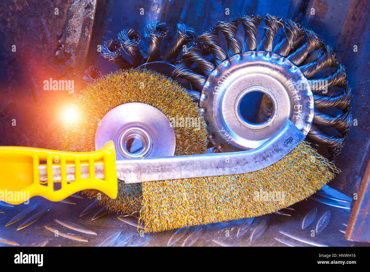 Wire brush for mechanical cleaning of metal Stock Photo - Alamy