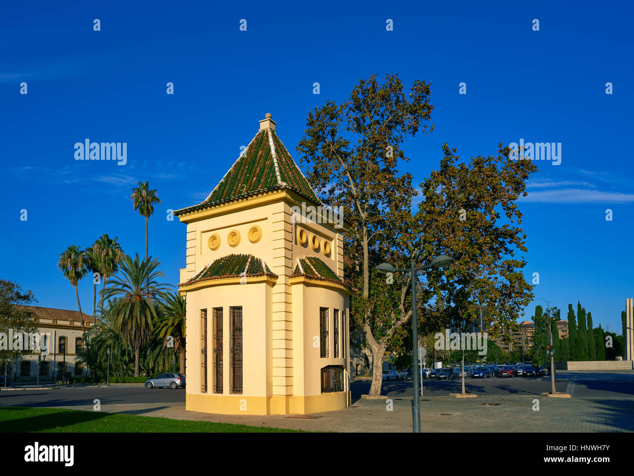 Valencia old Aragon station in Zaragoza square Saragossa in Spain Stock ...