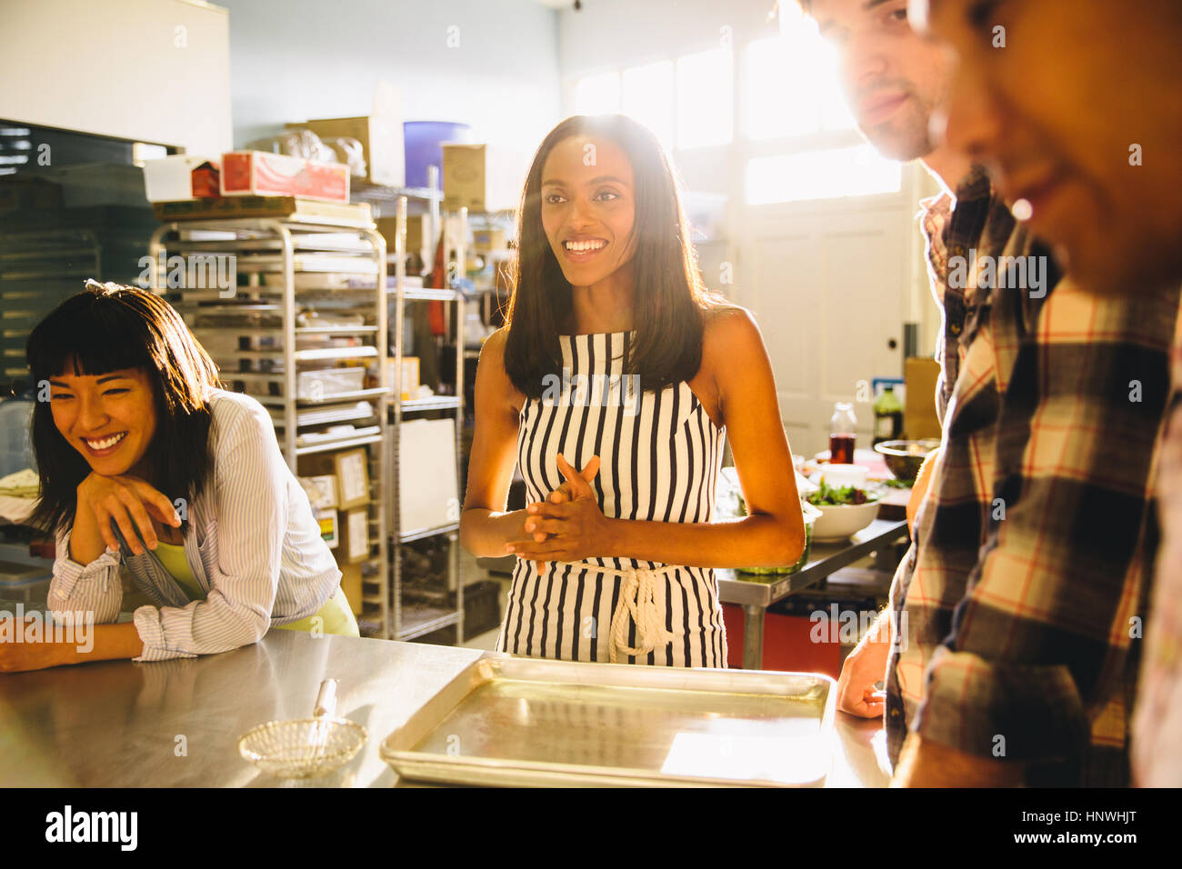 Students at pasta making class Stock Photo - Alamy