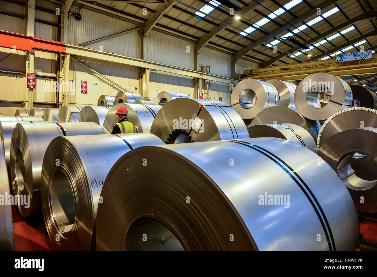 Rolls of steel stacked up at Tata Steel's Wednesbury site in Willenhall ...
