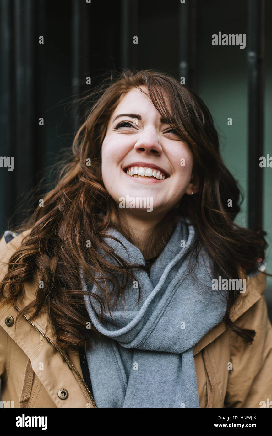 Woman smiling outdoors hi-res stock photography and images - Alamy