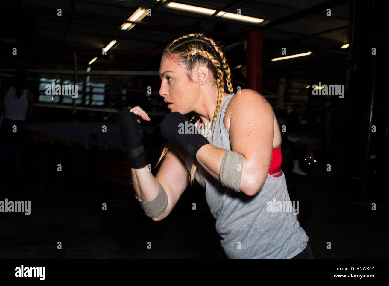 Female boxer sparring in gym Stock Photo - Alamy
