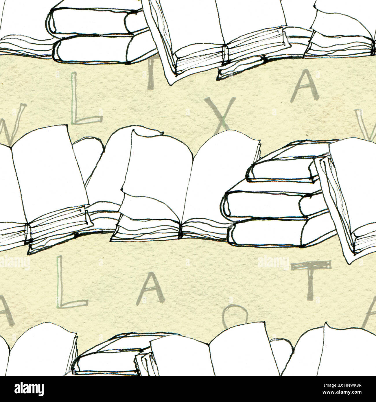 Seamless pattern with books Stock Photo - Alamy