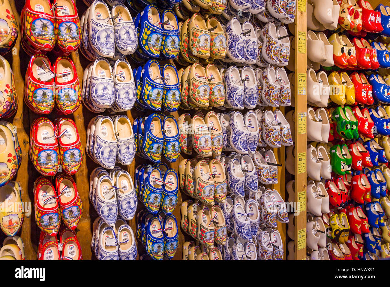 ZAANSE SCHANS, NETHERLANDS - Wooden shoes for sale at shop for tourists ...