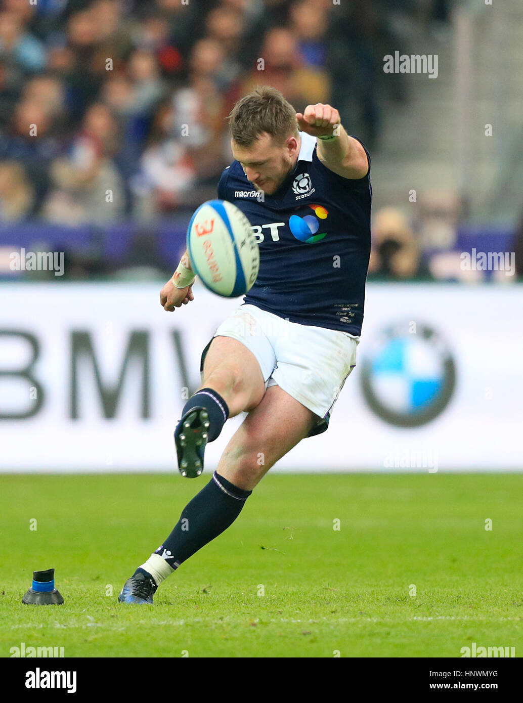 Scotland's Stuart Hogg takes a kick Stock Photo - Alamy