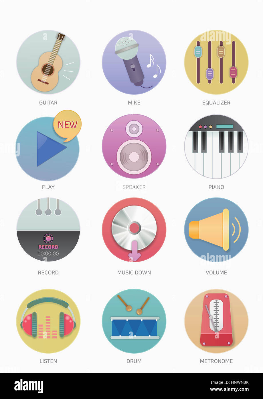 Icons related music hi-res stock photography and images - Alamy