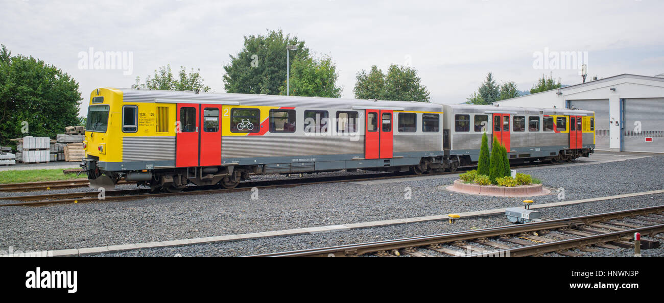 Diesel multiple unit train stable in sidings at Königstein station ...