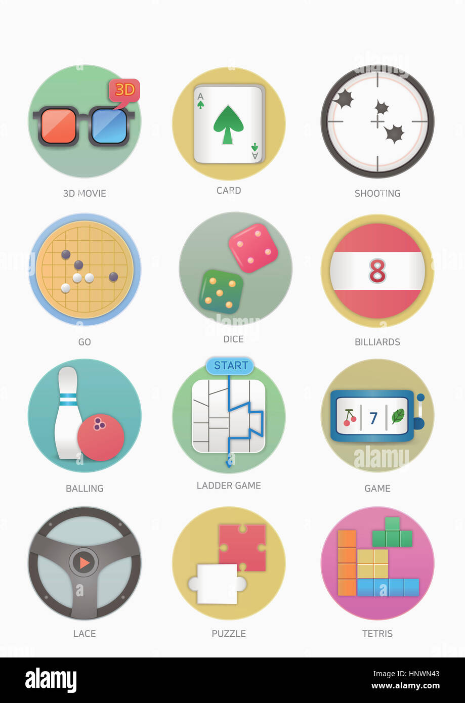 Various icons related to game Stock Photo - Alamy