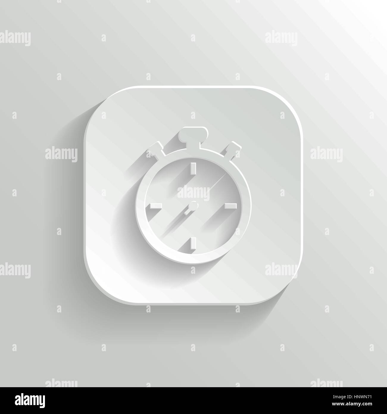 Stopwatch icon - vector white app button with shadow Stock Vector Image ...