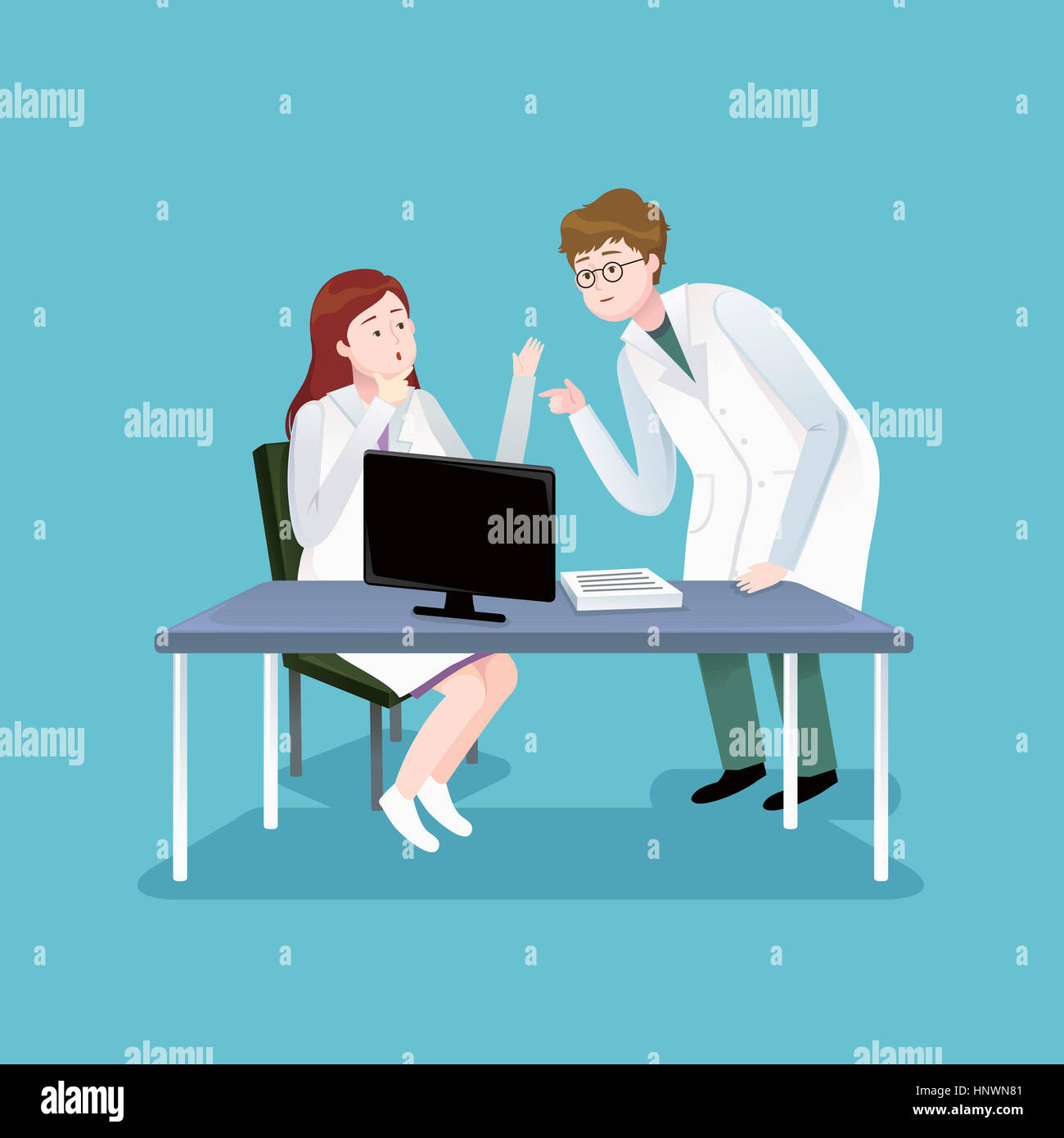 Two doctors talking illustration hi-res stock photography and images ...