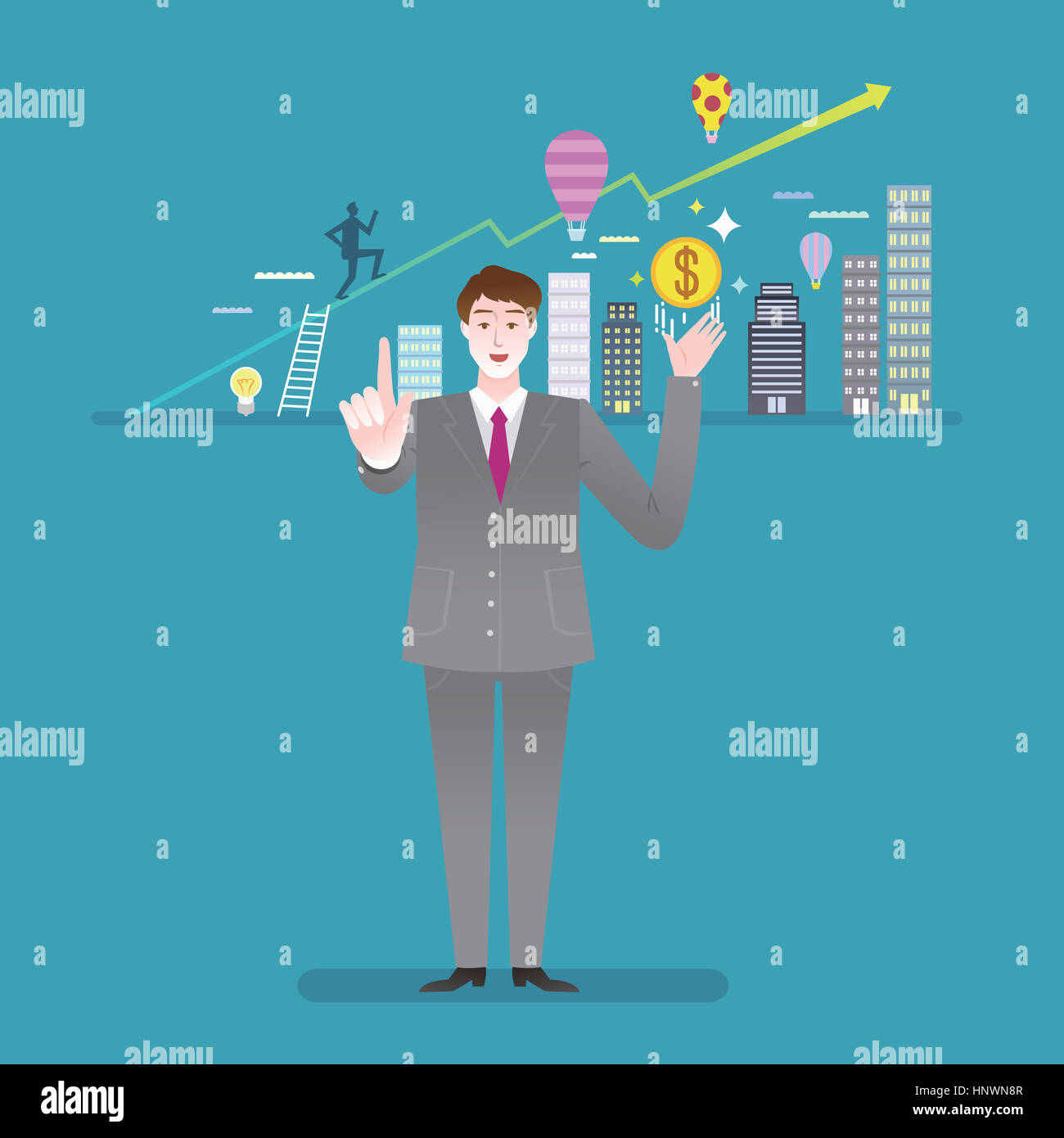 Businessman pointing up Stock Photo - Alamy