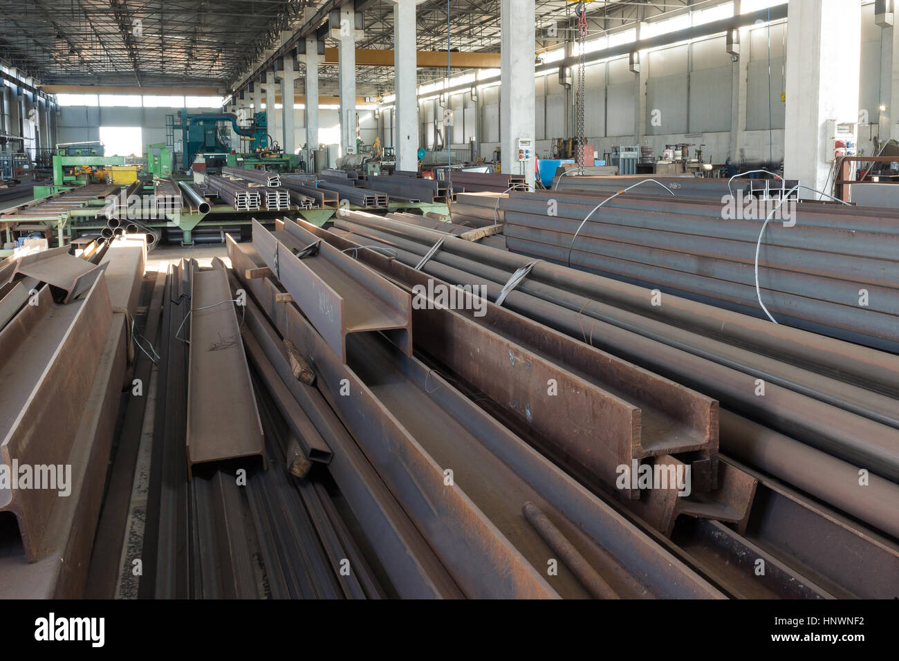 the numerous iron bars inside a factory Stock Photo - Alamy