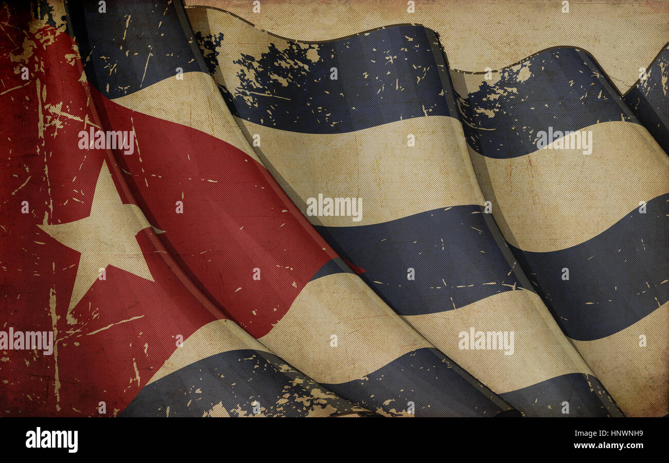 Illustration of a rusty Cuban flag printed on old paper Stock Photo - Alamy