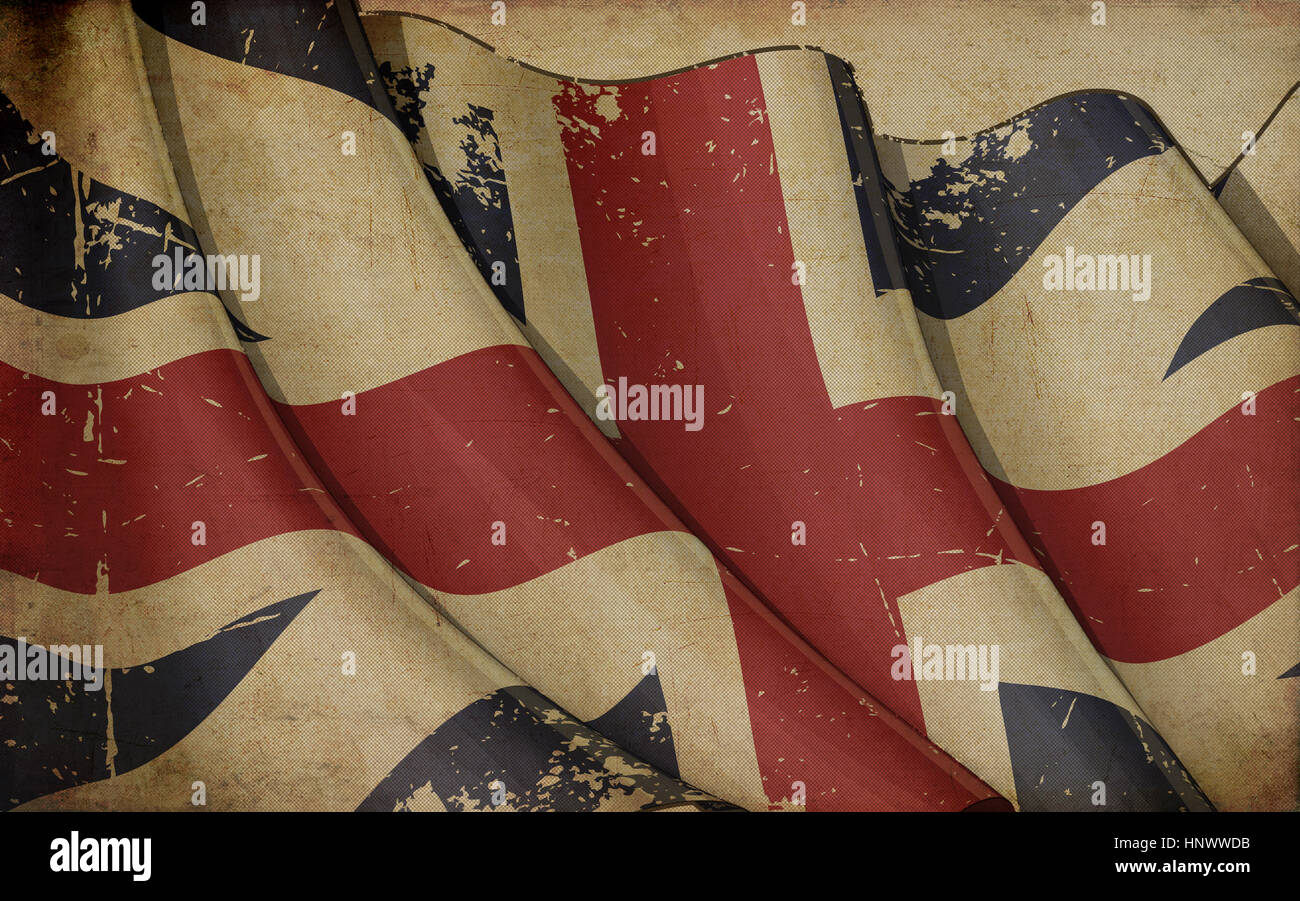 Illustration of an aged, waving Union Jack of the period 1606-1801 ...