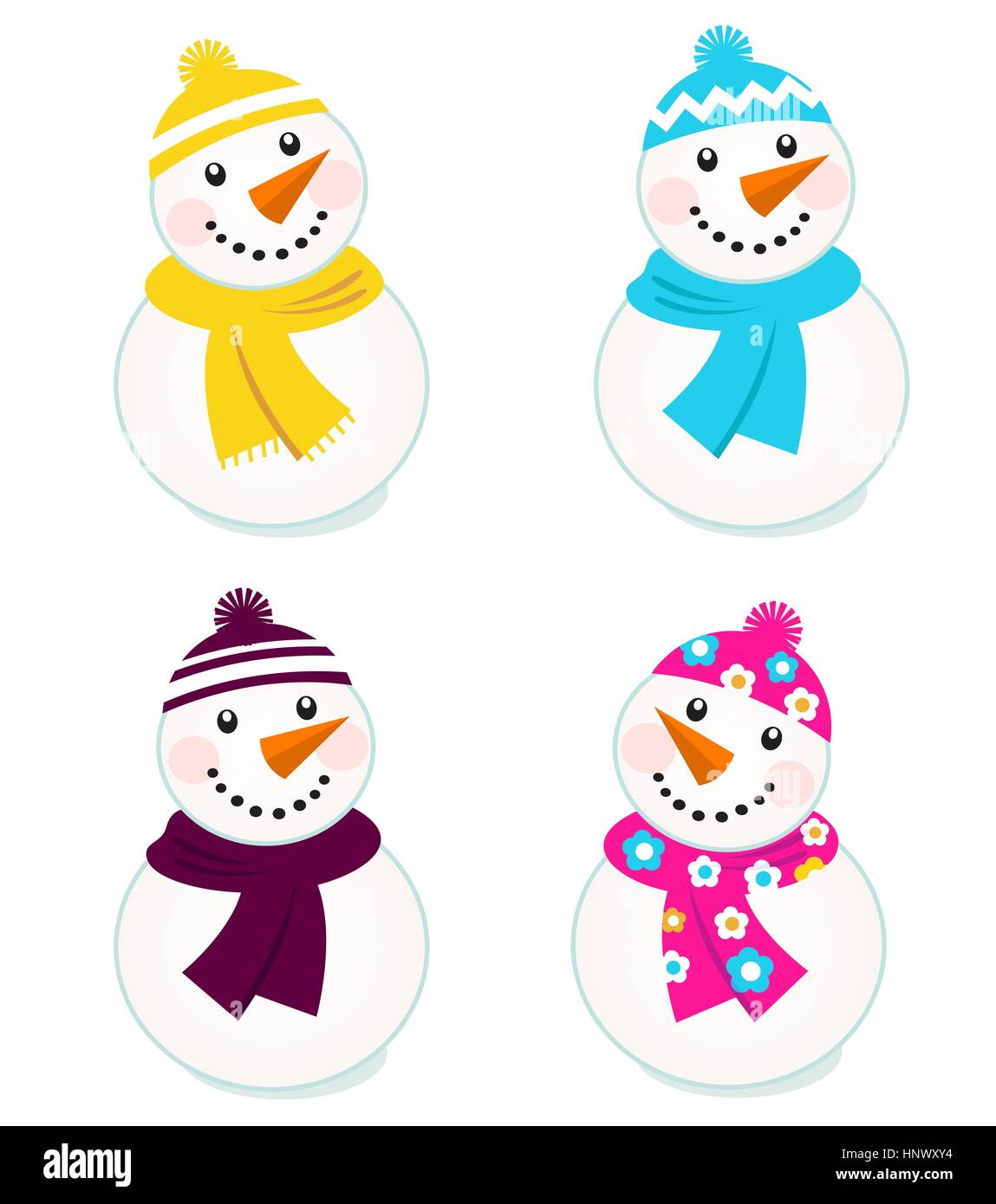 10918368 - vector cute snowman collection Stock Photo - Alamy