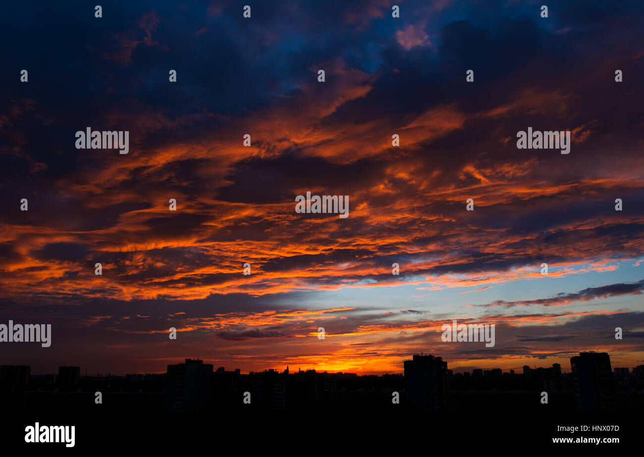 Fiery sunset sky Stock Photo - Alamy