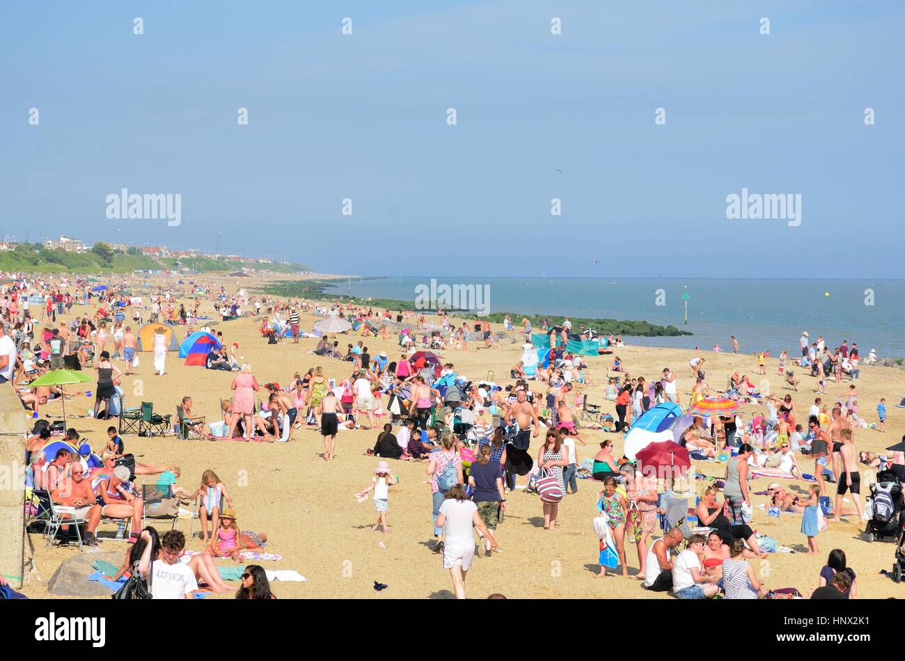 Clacton on sea beach crowd hi-res stock photography and images - Alamy