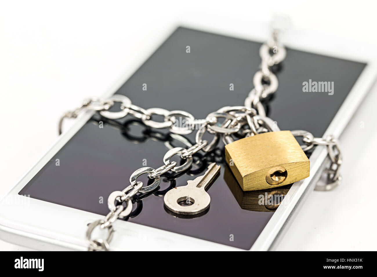 smart phone with chain lock, abstract background for solution to ...