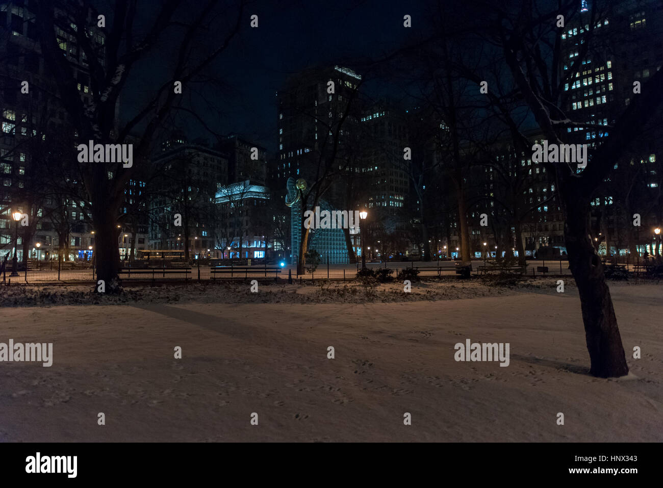 Snow at the Madison Square Park Stock Photo - Alamy