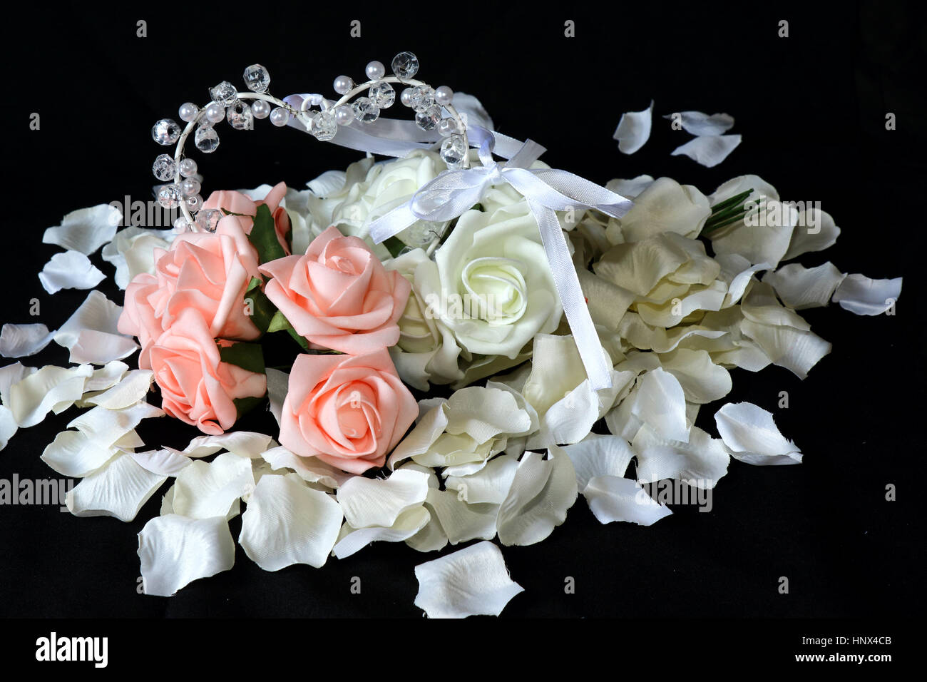 A bunch of Pink and white roses to show the concept of love and ...