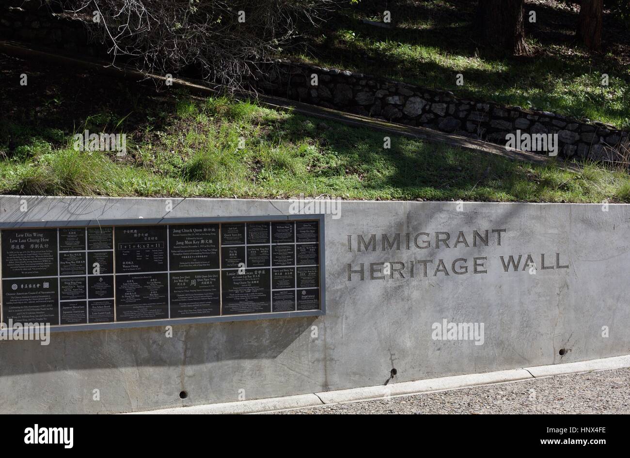 The Immigrant Heritage wall at Angel Island, USA Stock Photo - Alamy