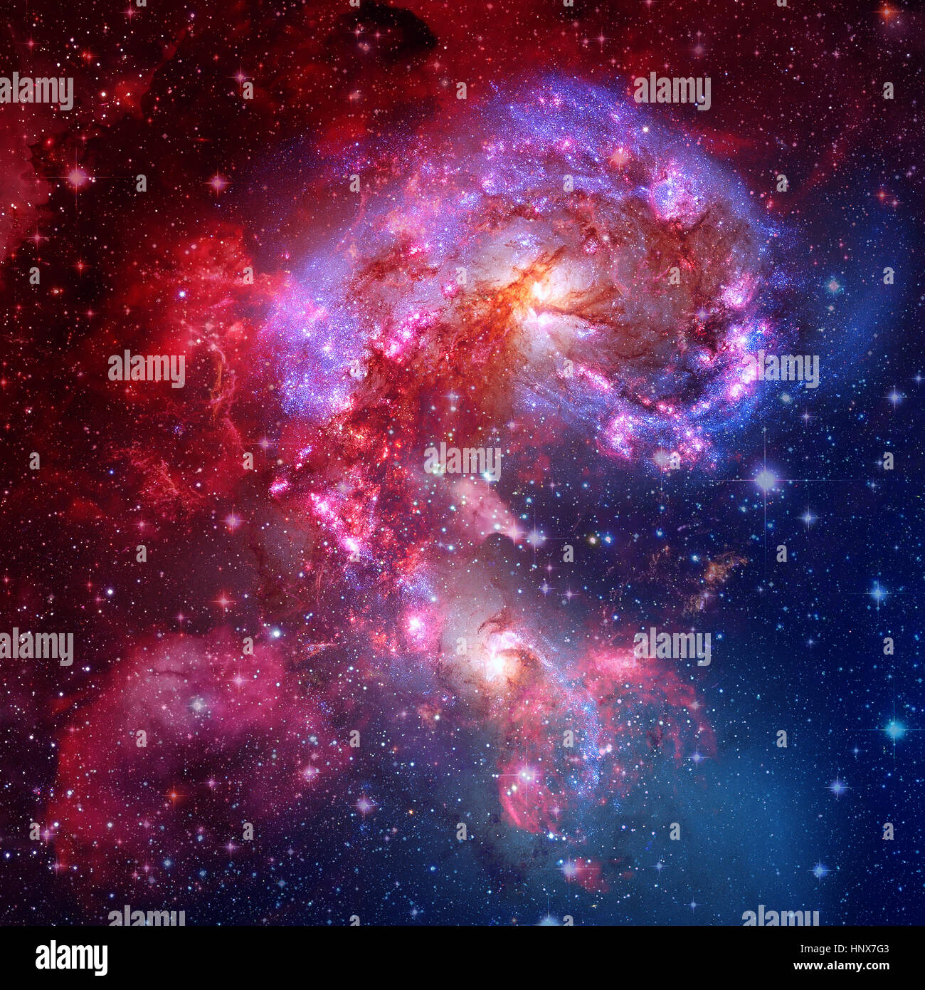 Spiral galaxy and space nebula. Elements of this image furnished by ...
