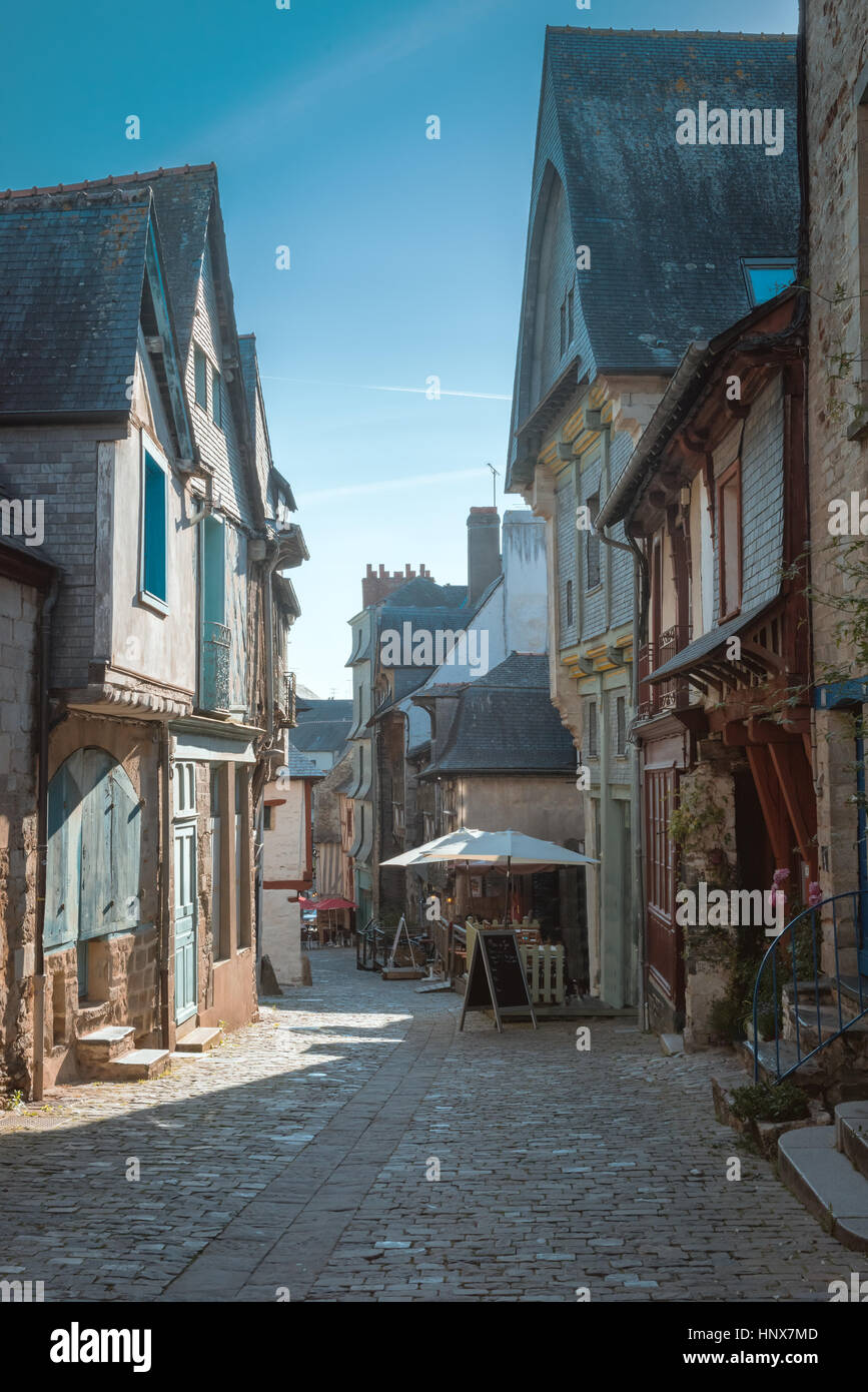 street in old Breton Brittany town Vitre, ille-et-vilaine, France Stock ...